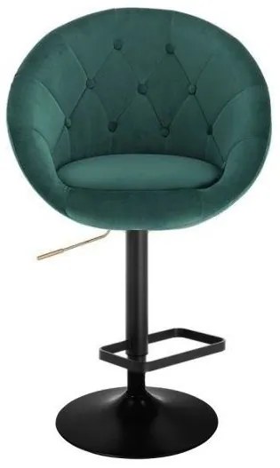 LuxuryForm DESIGN Barová židle VERA VELUR na černé kulaté podstavě - zelená