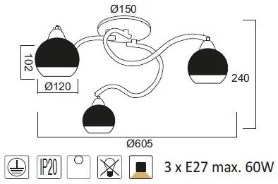 ACA DECOR Stropní svítidlo ALIEN max. 3x60W/E27/230V/IP20, barva mědi