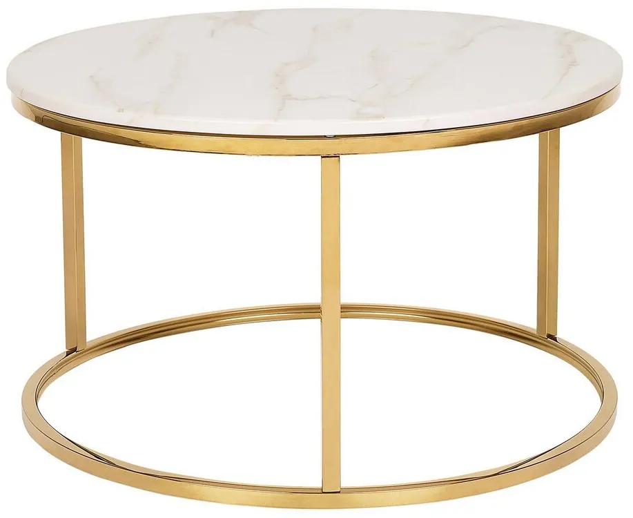 Konferenční stolek mramorový efekt bílo-zlatý CORAL Beliani
