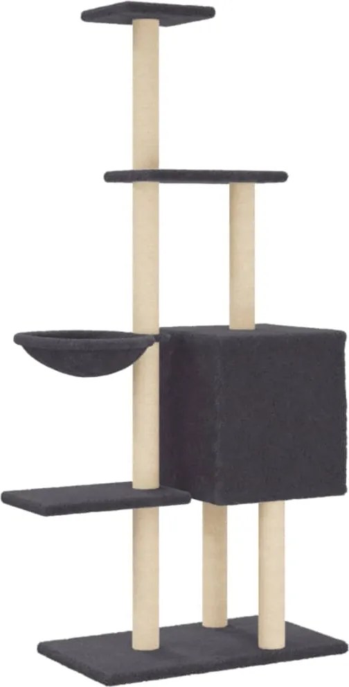 Škrabadlo pro kočky se sisalovými sloupky tmavě šedé 145 cm 172096