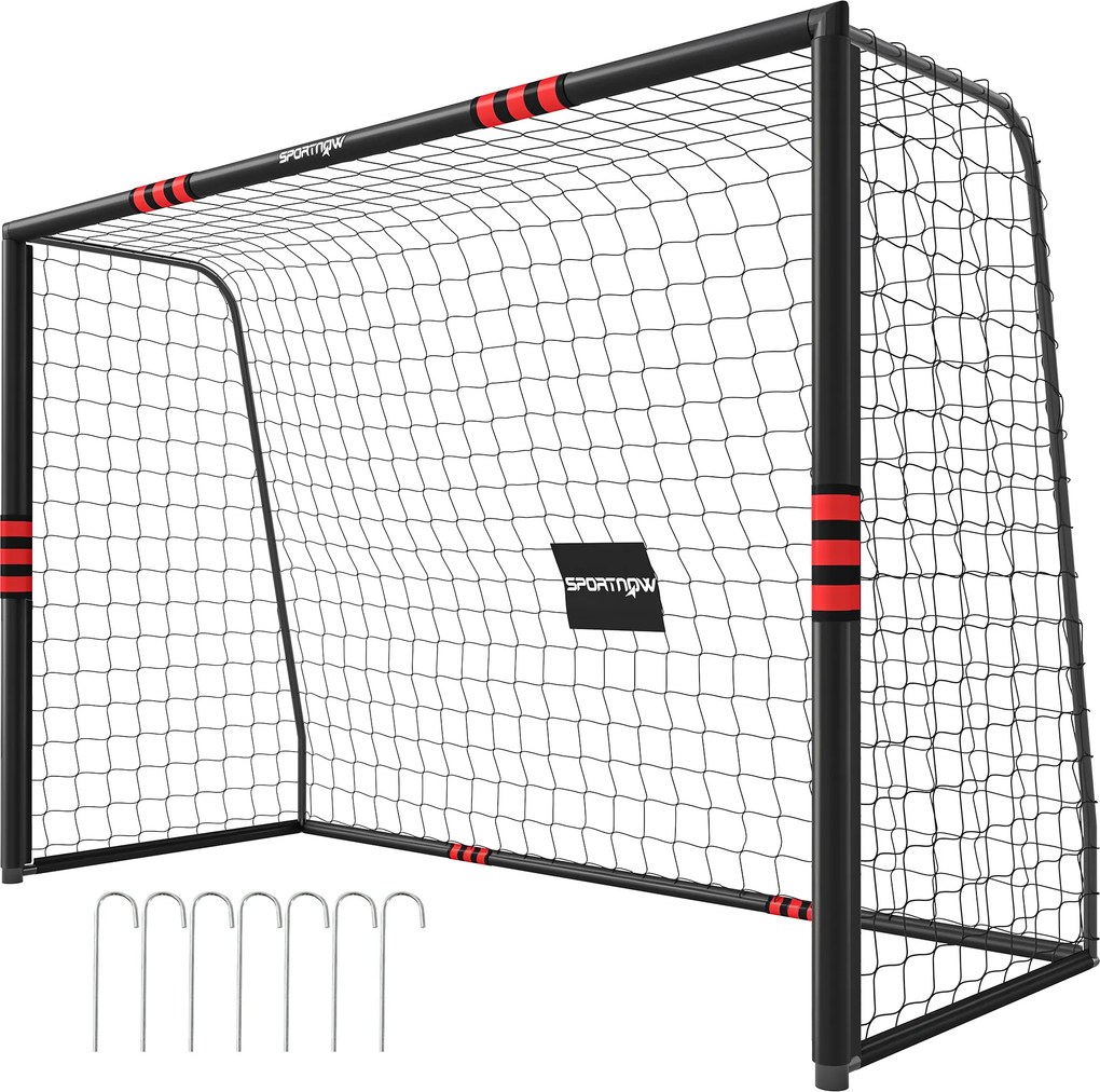 SPORTNOW Fotbalová branka pro zahradu 300 x 200 cm, robustní venkovní branka s polstrováním sítě, zemní kotvy, antikorozní povrch