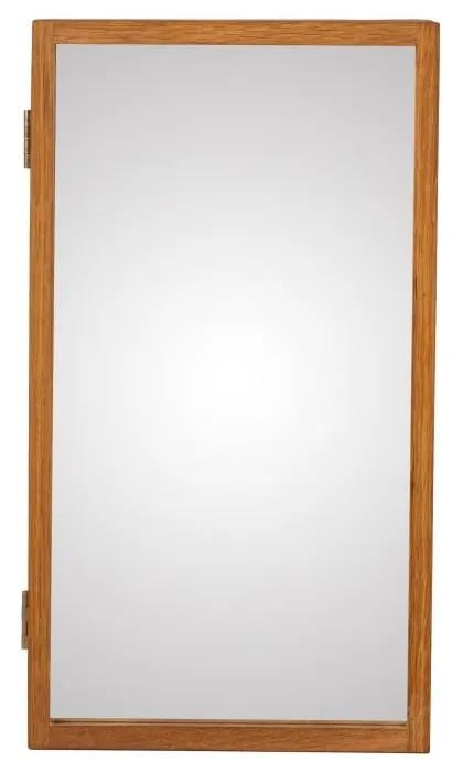 Nástěnné zrcadlo s boxem na klíče z masivního dubového dřeva Canett Uno, 25 x 45 cm
