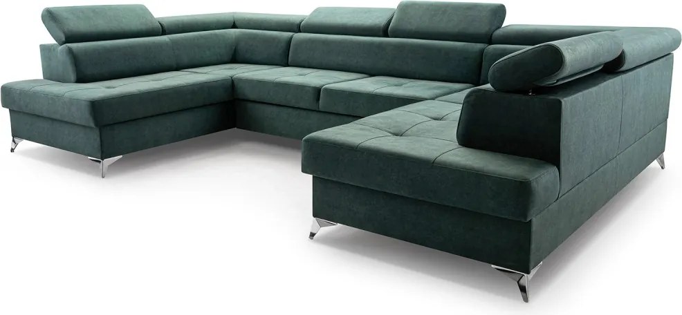 Rozkládací rohová sedačka MADRAS U 331x196cm – rozklad a úložný prostor zelená - Vena 4
