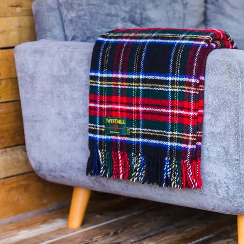 Vlněná deka Tartan Black Stewart Tweedmill