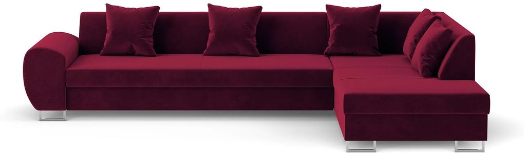 KOOKO HOME Rohová rozkládací sametová pohovka s úložným prostorem Adagio XL pravý roh