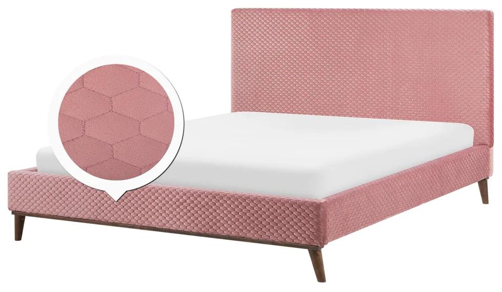 Čalouněná růžová postel 180x200 cm BAYONNE