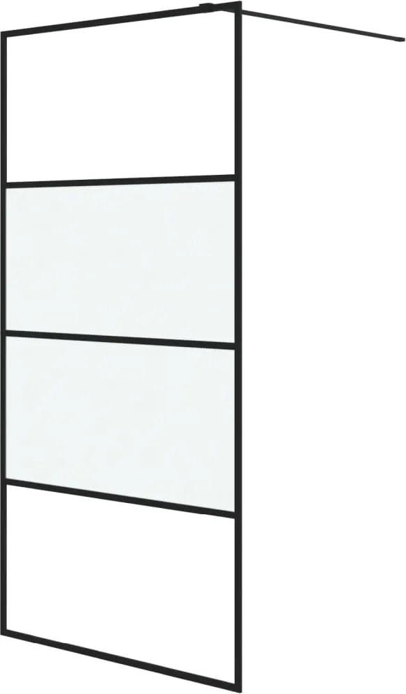 Sprchová zástěna walk-in černá 100x195 cm napůl mléčné ESG sklo 152127
