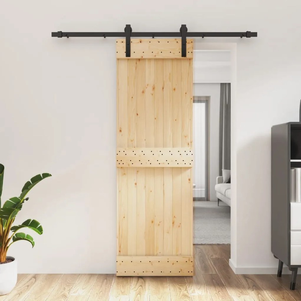 Posuvné Dveře S Kováním 70 X 210 Cm Masivní Borové Dřevo