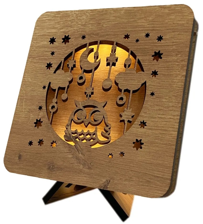 Li-Go "Sovička" lampa 19x19cm provedení povrchu: dub světlý