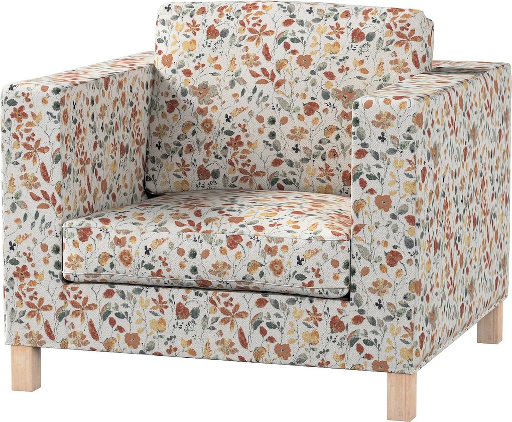 Potah na křesko IKEA Karlanda, krátký barva oranžová látka pletený vzor, vzorované