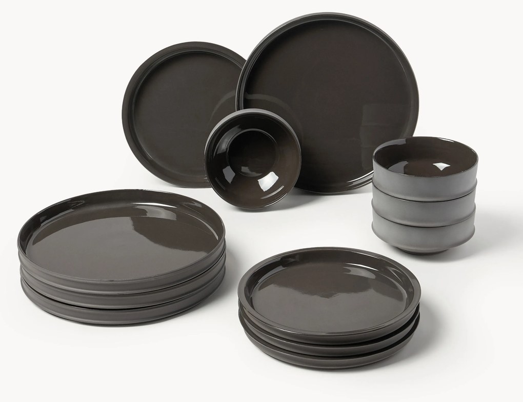 Serax x Kelly Wearstler, sada porcelánového nádobí Dune, pro 4 osoby, 12 dílů