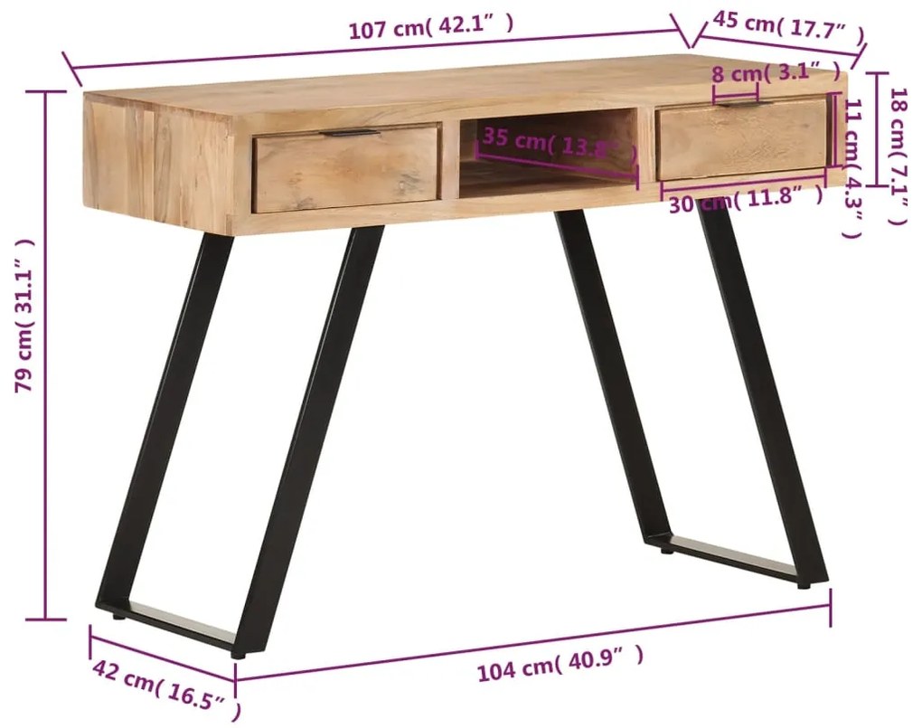 vidaXL Marketos Psací stůl 107x45x79 cm masivní akáciové dřevo živé hrany