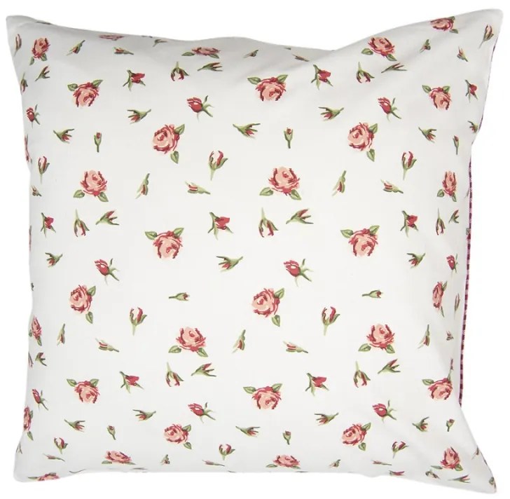 Bílý povlak na polštář s motivem růžiček Romantic Roses – 40x40 cm
