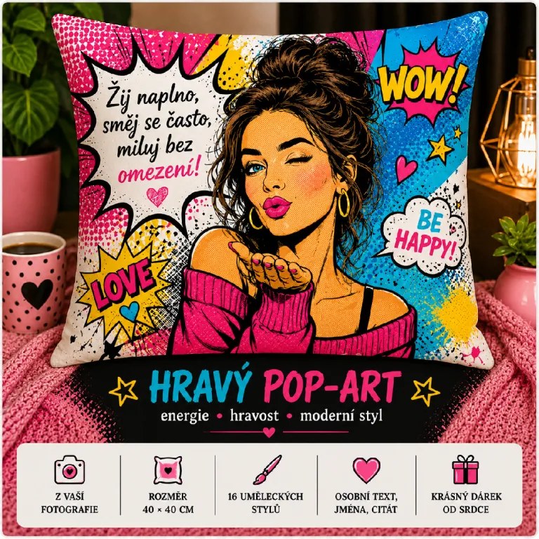 Personalizovaný polštář z fotografie – umělecký portrét 45 × 45 cm Styl portrétu:: Perokresba