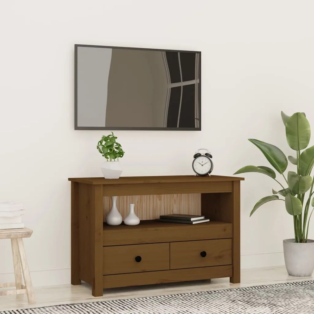 TV skříňka medově hnědá 79 x 35 x 52 cm masivní borové dřevo