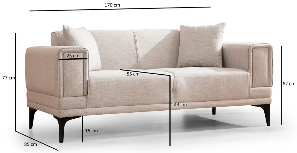 Hanah Home Dvoumístná pohovka HORIZON krémová 170 cm