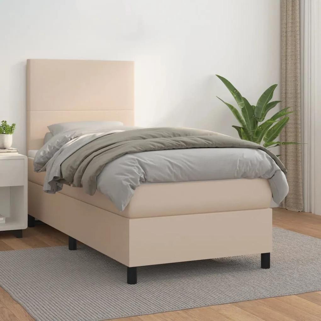 Box spring postel s matrací cappuccino 80 x 200 cm umělá kůže,  3142694