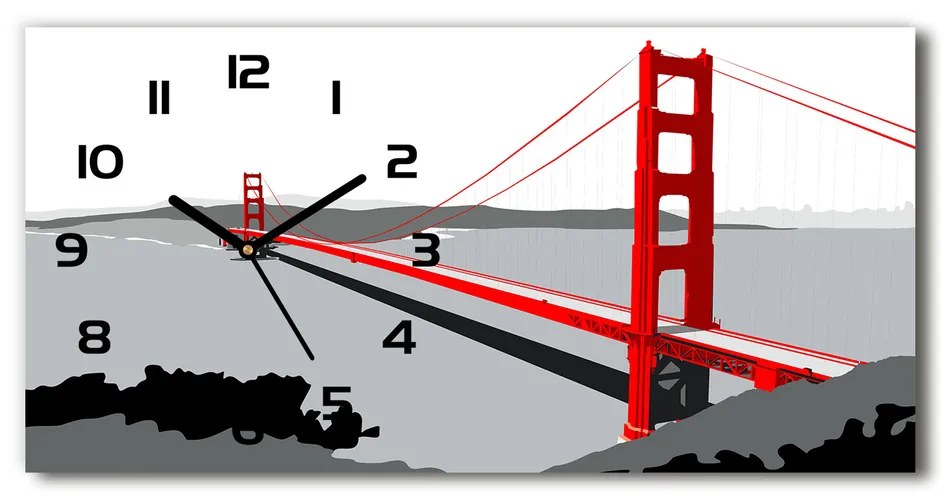 Wallmuralia Skleněné hodiny na stěnu Most San Francisco 60x30 cm