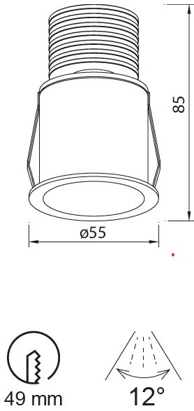 Mantra Guincho, černá zápustná bodovka 5W LED 2700K, prům. 5,5cm, IP54