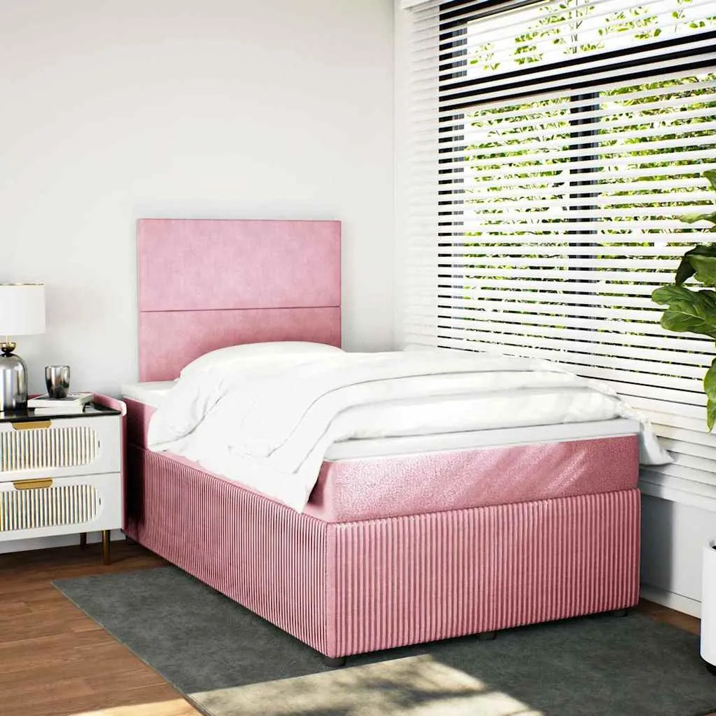 Box spring postel s matrací růžová 120x190 cm samet 3294585