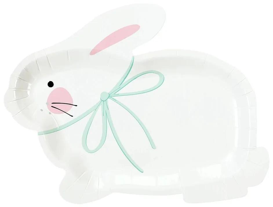 Talking Tables Velikonoční papírový talíř Bunny – 8 ks, růžová barva, modrá barva, bílá barva, papír