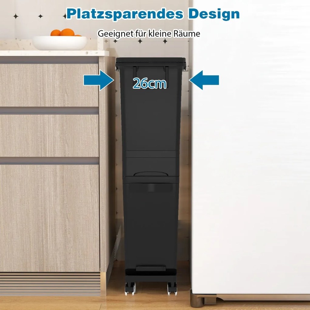 Costway Multifunkční odpadkový koš kuchyňský odpadkový koš s výklopným spodním