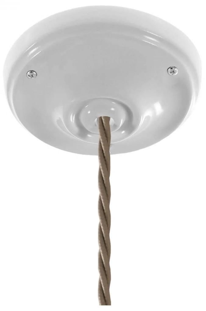 creative cables Závěsná lampa se spirálovým textilním kabelem a bílými detaily z porcelánu Barva: Bílá-Tc53