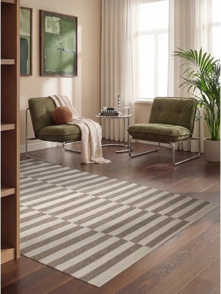 Bílý/šedý oboustranný/ručně tkaný vlněný koberec 160x230 cm Vika – Hanse Home