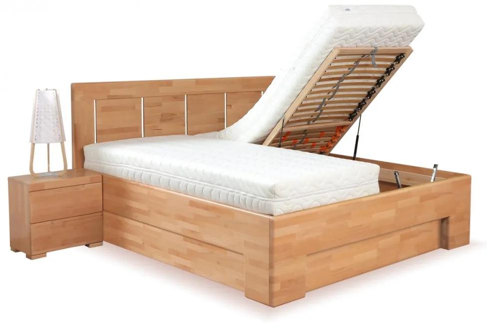 Manželská postel s úložným prostorem z masivu SOFIA F111/F139 180x200, masiv buk DOMESTAV