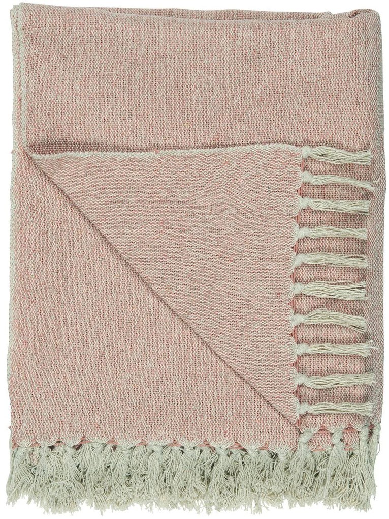 IB LAURSEN Bavlněný pléd Cream Faded Rose 130 × 160 cm, růžová barva, textil