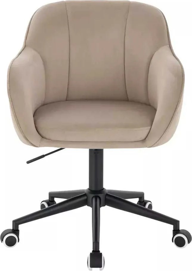 LuxuryForm DESIGN Otočná židle AVOLA VELUR na černé podstavě s kolečky - latte