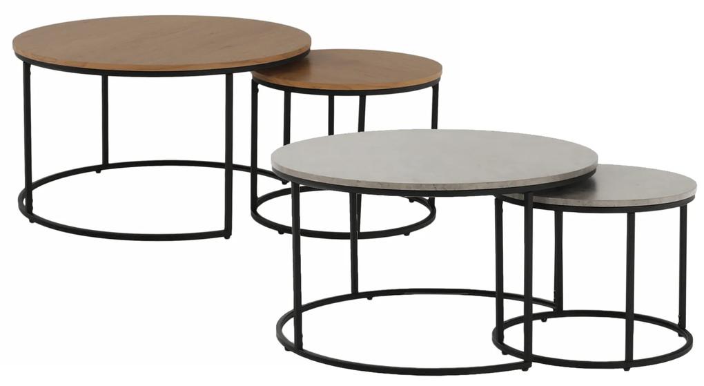 Set dvou konferenčních stolků IKLIN MDF fólie beton, kov černý lak