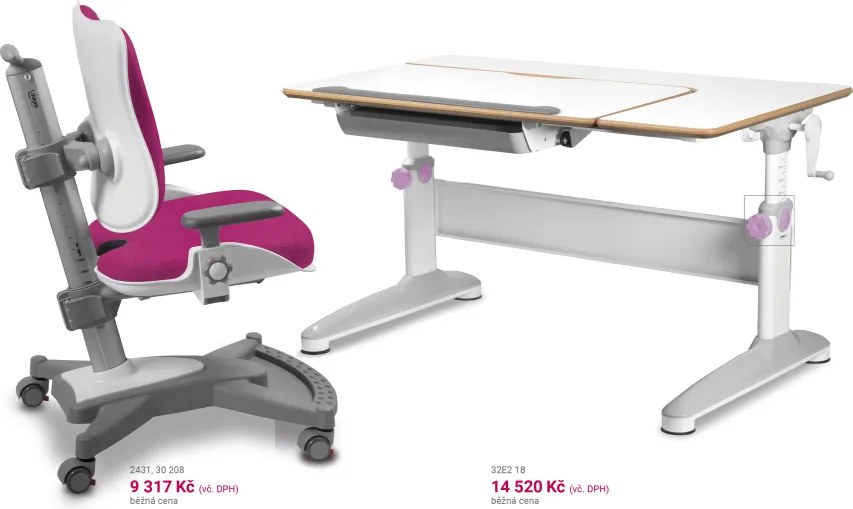 Dětský set MyChamp EXPERT - růžový, set židle + stůl Mayer