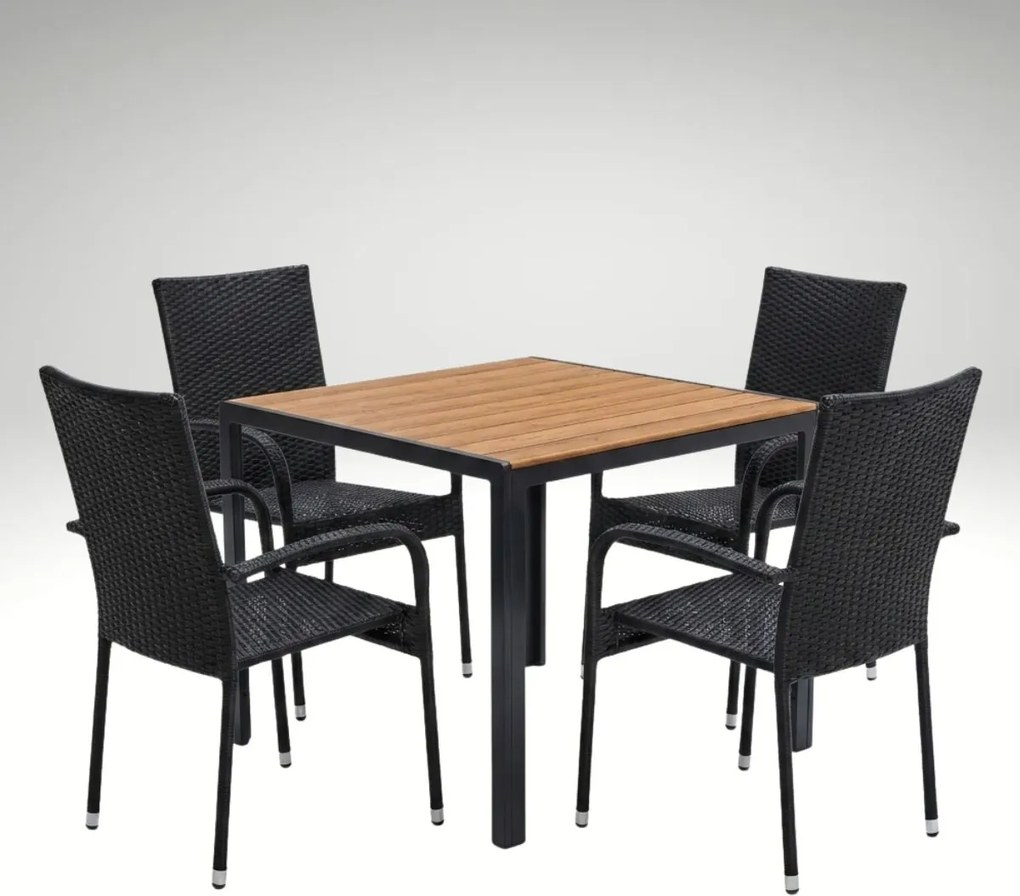 Vikio Zahradní ratanový set 90x90 pro 4 osoby přírodní DT280P