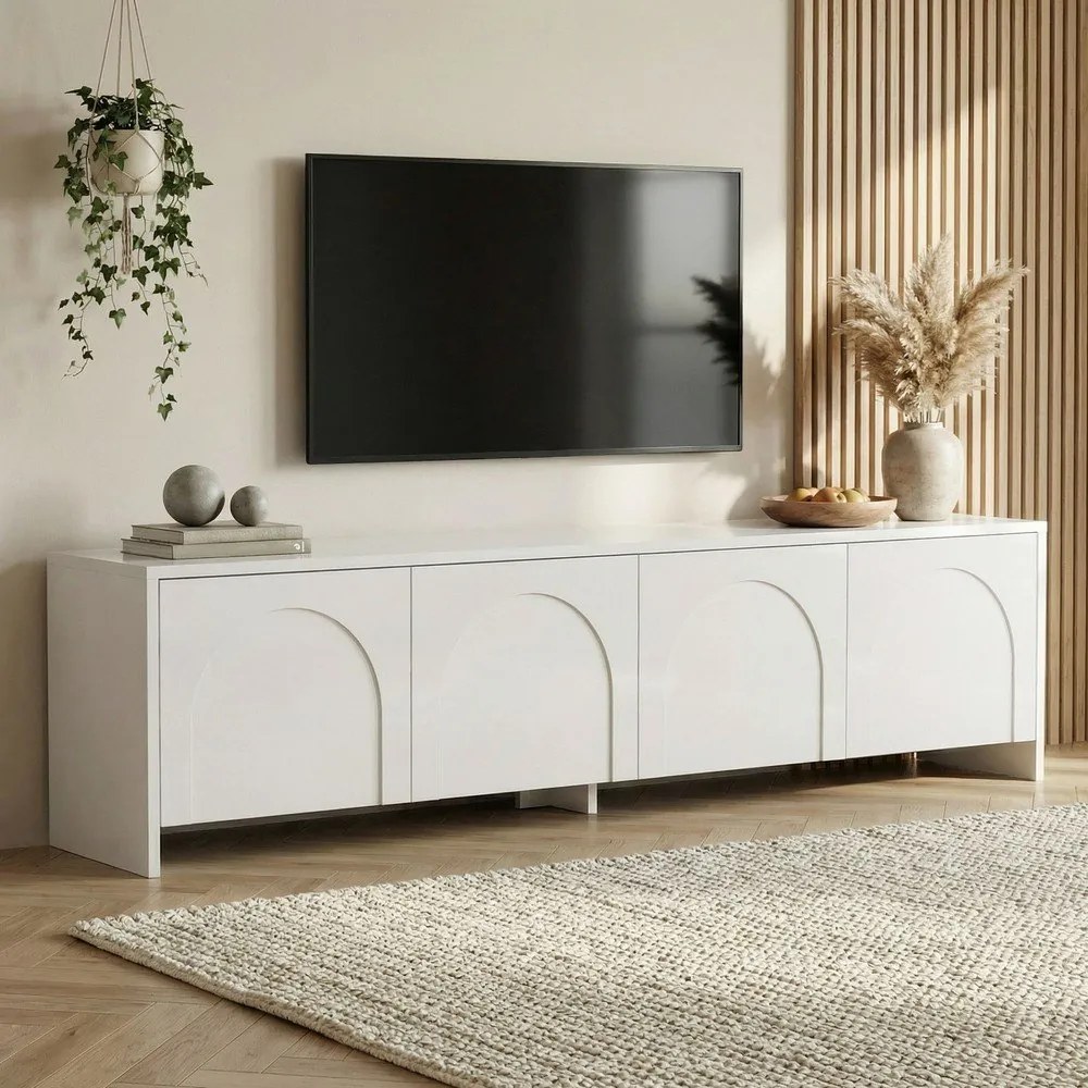 Bílý TV stolek 180x45x32 cm Aurelia – Kalune Design