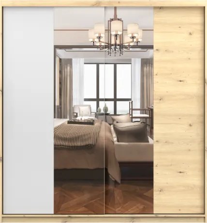 IDZ Šatní skříň MARSYLIA 2D 21, 203 cm Bílá/Dub Artisan