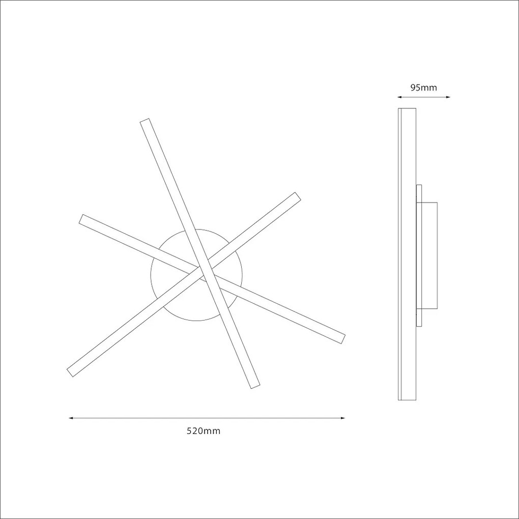 Stropní LED svítidlo Stick, 3x LED 12w, 4000k, b