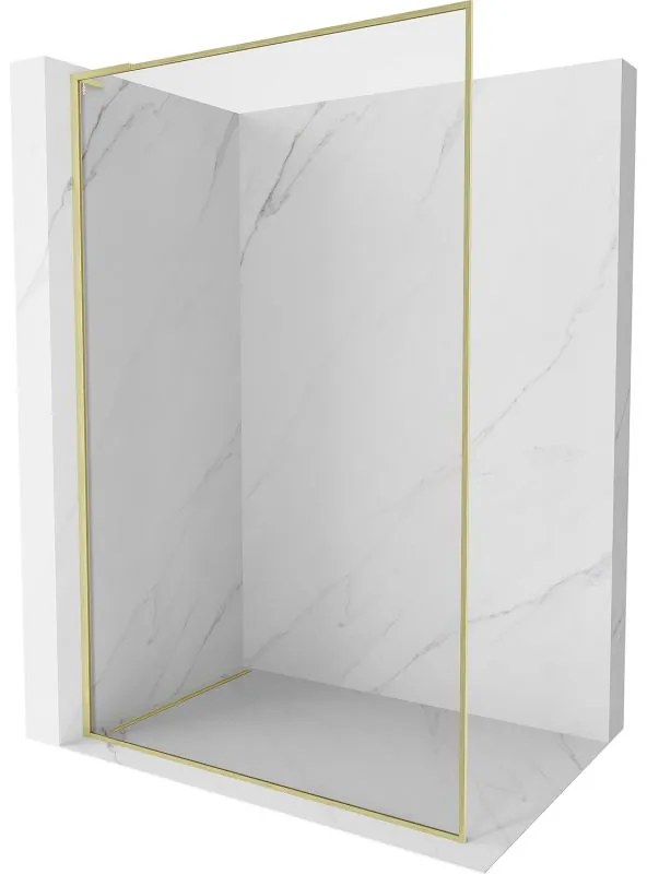 Mexen Kioto-XF L sprchová stěna Walk-in s rámem 70 x 202 cm, transparentní 10 mm, zlatá kartáčovaná - 800-070-174-55-00-XF