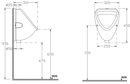 Isvea - Pisoár horní přívod, keramika/bílá