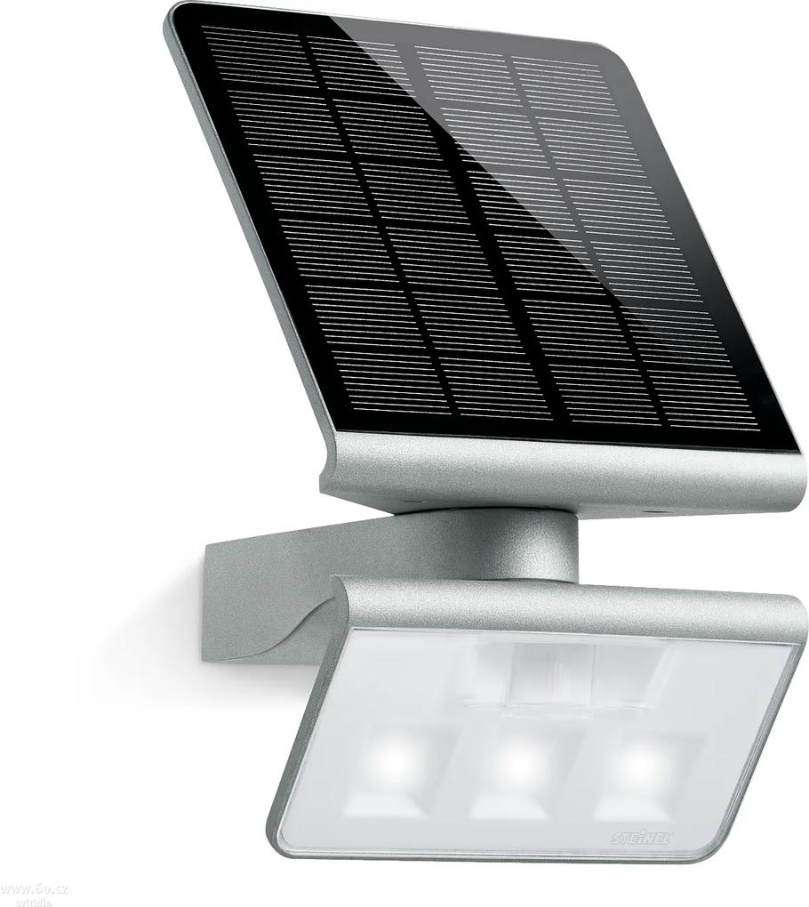 Steinel 671013 XSolar L-S, nástěnné solární svítidlo se senzorem, 1,2W LED 4000K, stříbrná, výška 29,8cm, IP44