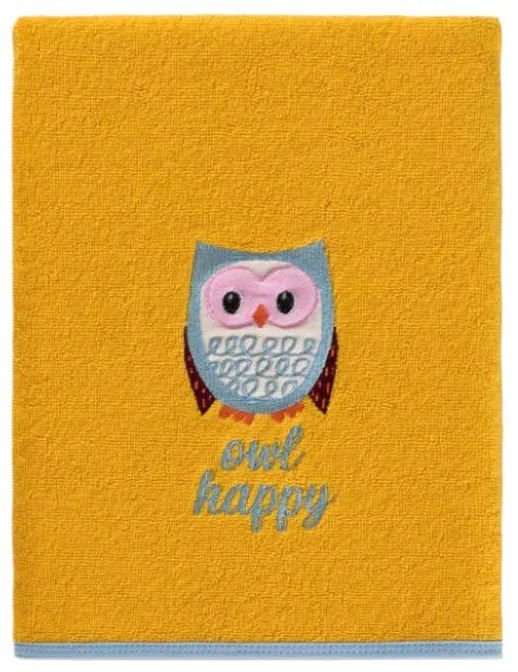 Dětský osuška Owl, z Bio bavlny, oranžový, 70x130 cm
