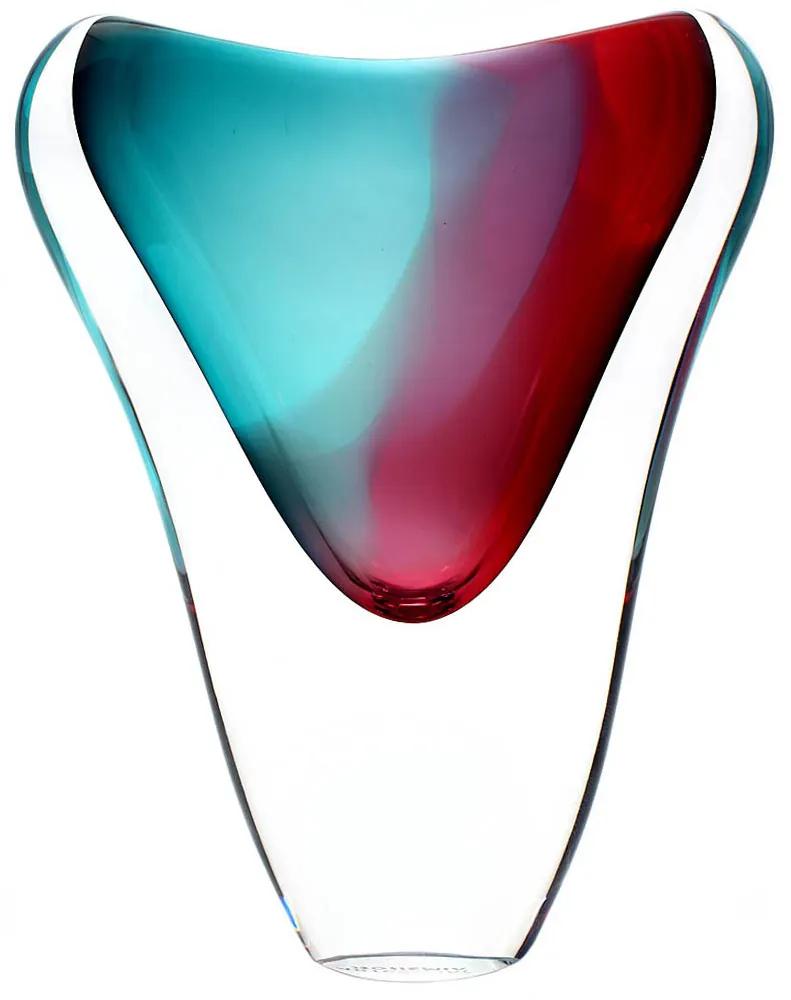 Skleněná váza hutní 05, růžová a tyrkysová, 15 cm | České hutní sklo od Artcristal Bohemia