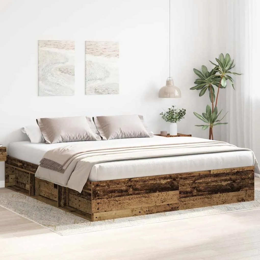 Rám postele bez matrace Staré dřevo 180x200cm Technické dřevo 3328861
