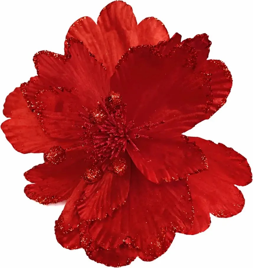 Dekorace umělý květ, 47 cm, červená