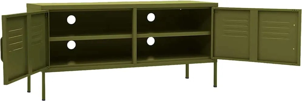 TV skříňka olivově zelená 105 x 35 x 50 cm ocel 336225