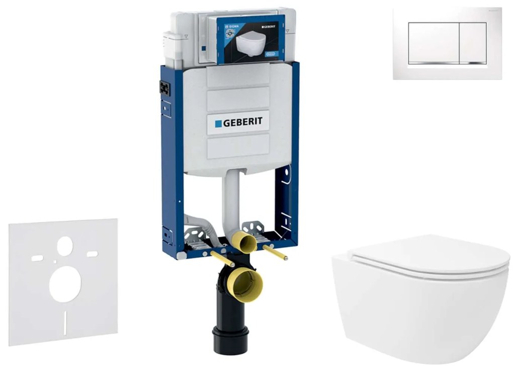 Geberit Kombifix - Set předstěnové instalace, klozetu Oudee Vortex a sedátka softclose, tlačítko Sigma20, bílá/chrom SANI15CA3187