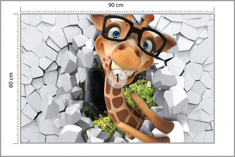 Fototapeta Smějící Se Žirafa S Brýlemi Samolepící tapety 90x60