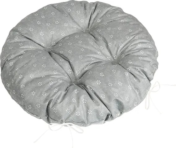 Bellatex Sedák Adéla prošívaný kulatý průměr 40 cm Pnoucí kvítek Šedá,Bílá
