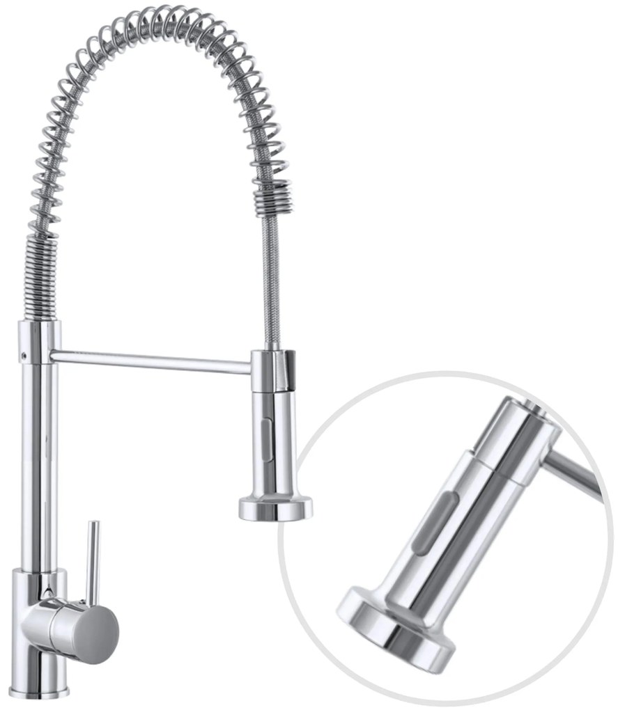 Gamma Solid, stojánková dřezová baterie s elastickou výlevkou, chromová, GMA-BSL-CH