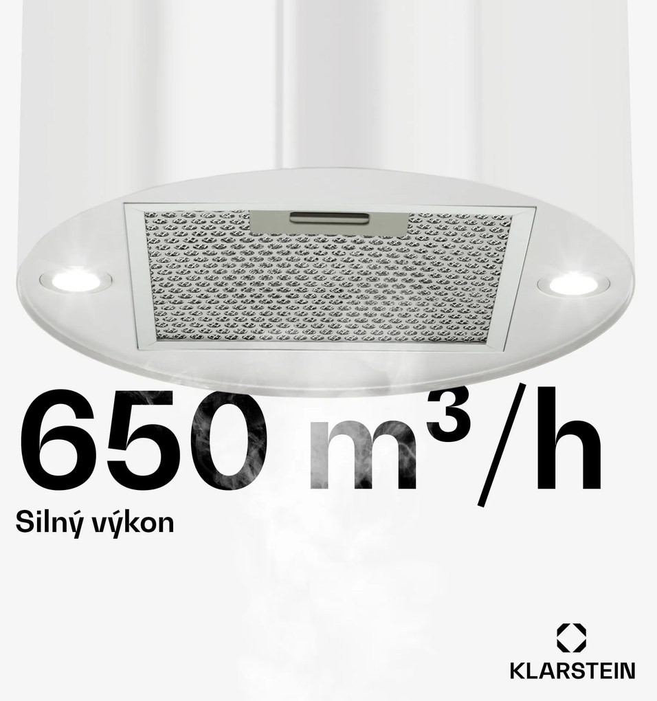 Klarstein Beretta, digestoř, 35cm, ostrůvková, 519m³/h, LED, bílá